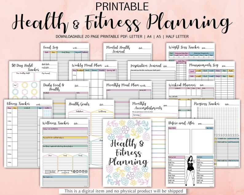 Self Care Health Fitness and Wellness Journal Planner Insert - Etsy