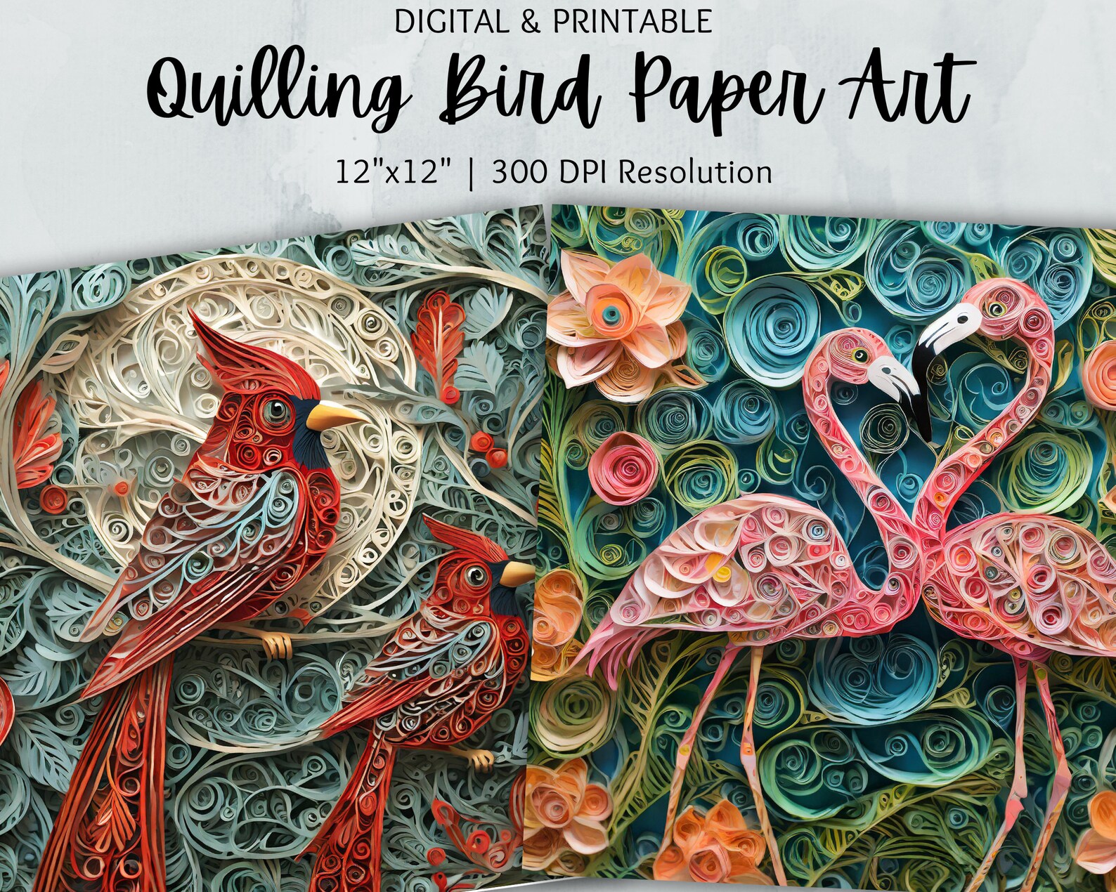 Quilling Birds Paper Art | Digital Downloads | Paper Craft | Commercial ...