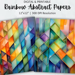 Rainbow Abstract Metallic Patterns | Colorful Abstract Paper | Digital ...