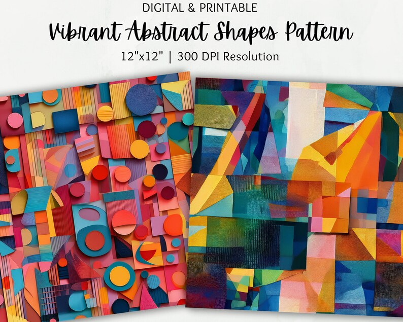 Vibrant Shapes Abstract Patterns | Colorful Abstract Digital Paper ...