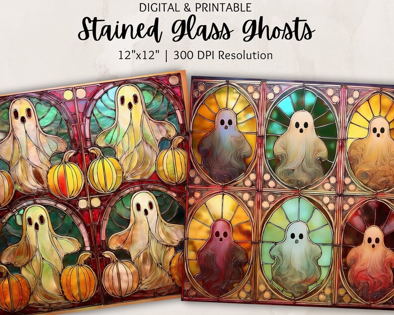 Ghost Stained Glass Images | Stained Glass Ghosts | Halloween Patterns ...