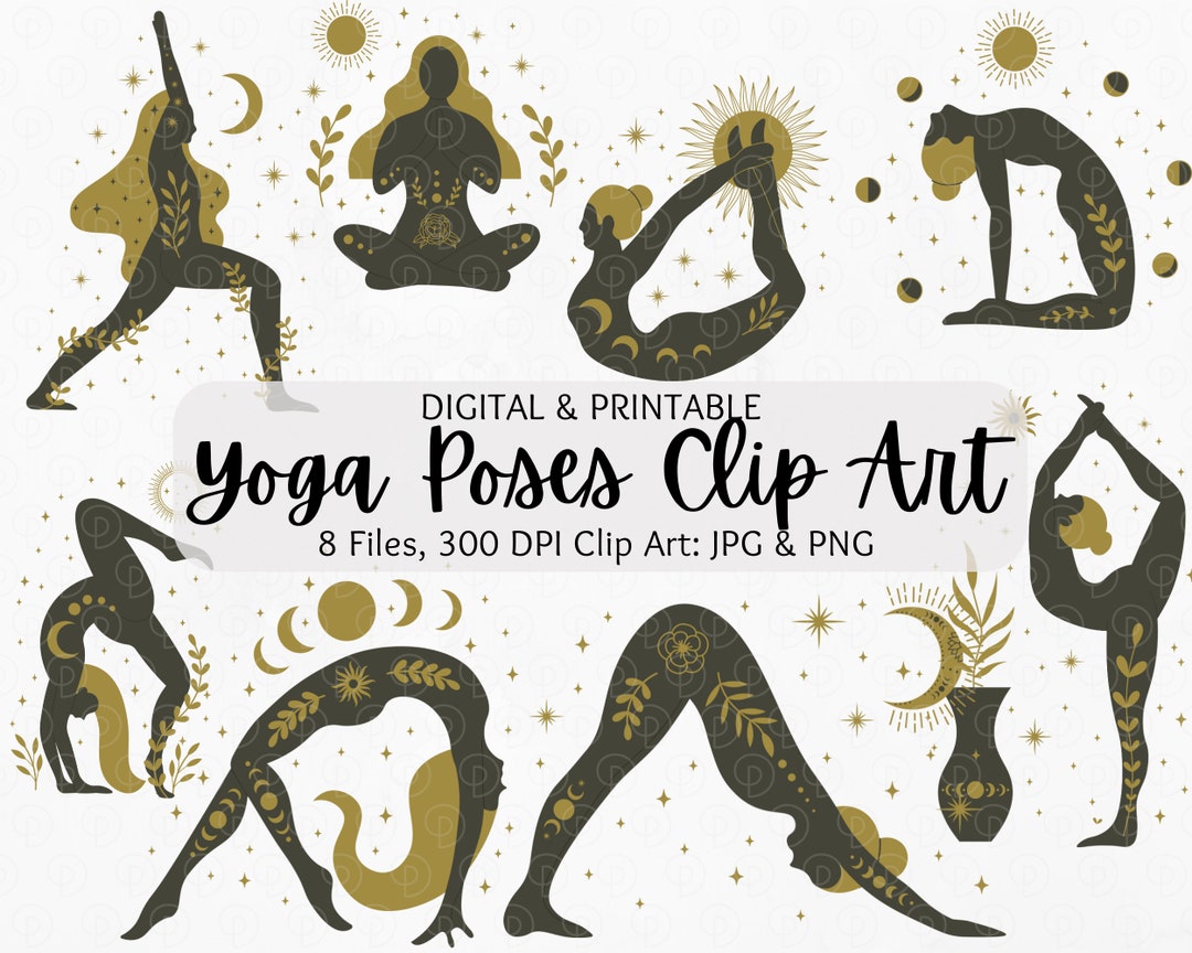 Yoga Clipart | Yoga Poses PNG | Floral Yoga Clipart Bundle ...