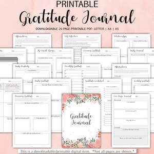Gratitude Printable Journal Affirmation Journal Wellness - Etsy
