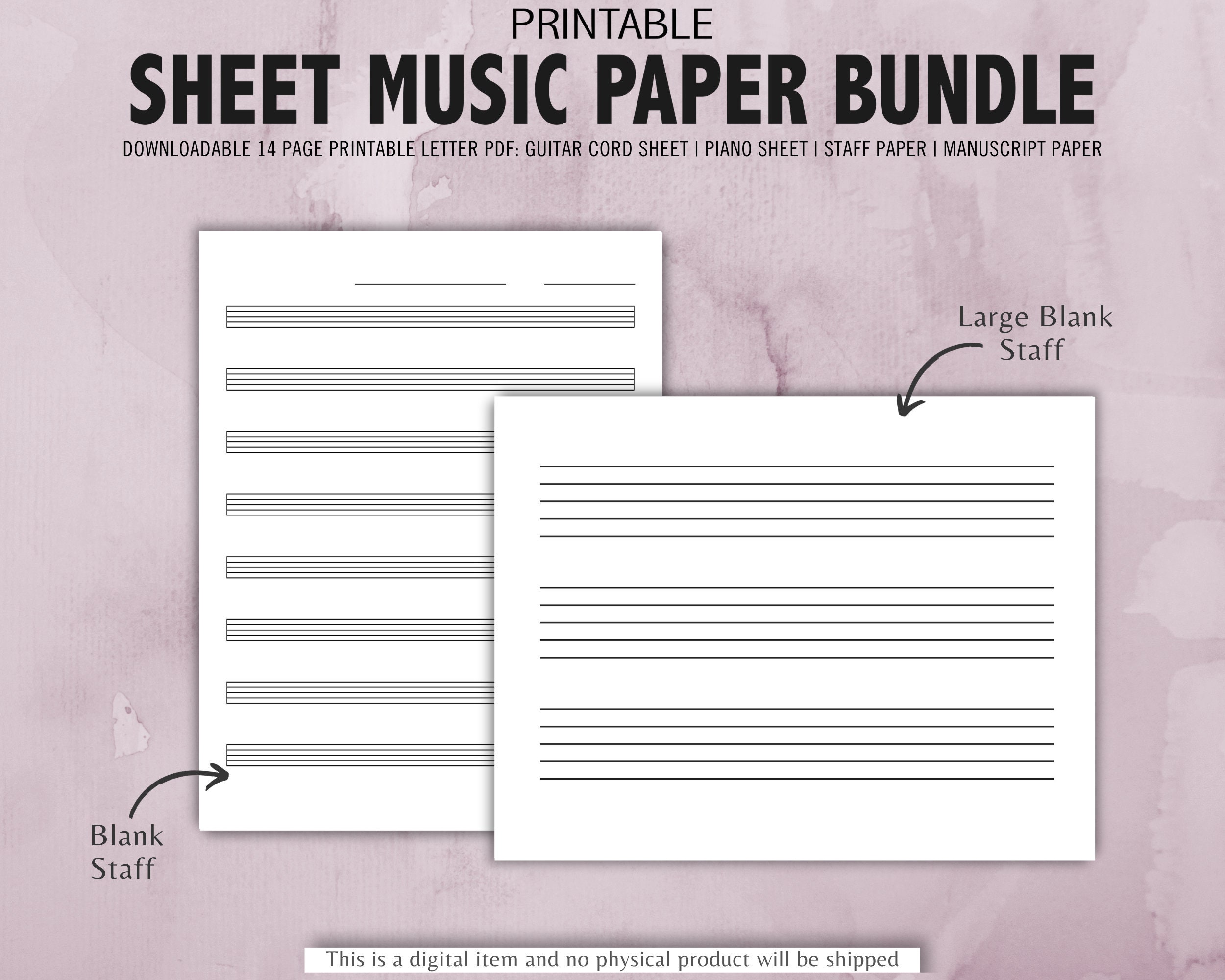 Blank Sheet Music Printable Bundle Staff Paper Piano Sheet Music Guitar ...