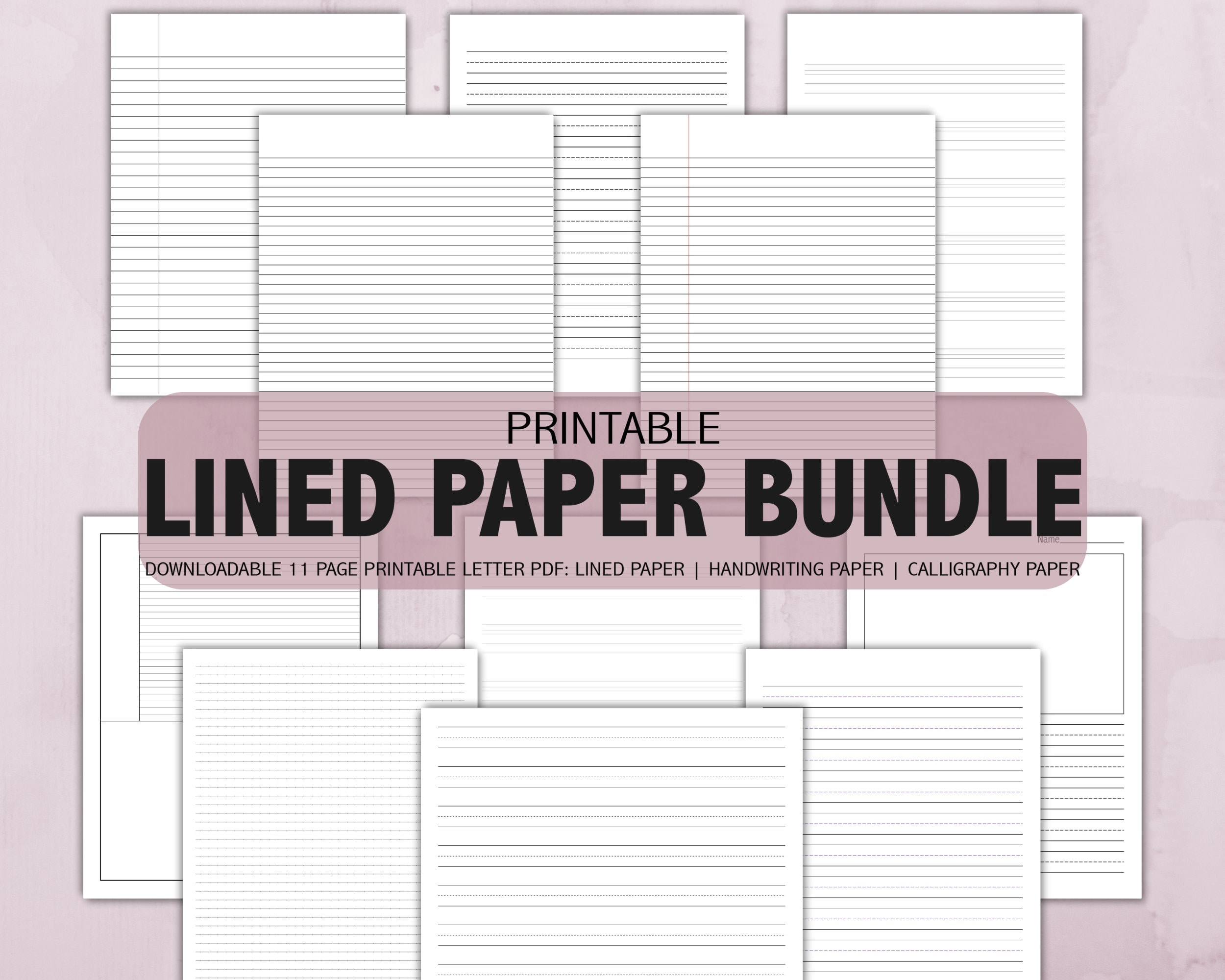 Lined & Handwriting Journal Printable Paper Insert Bundle | Kinder ...