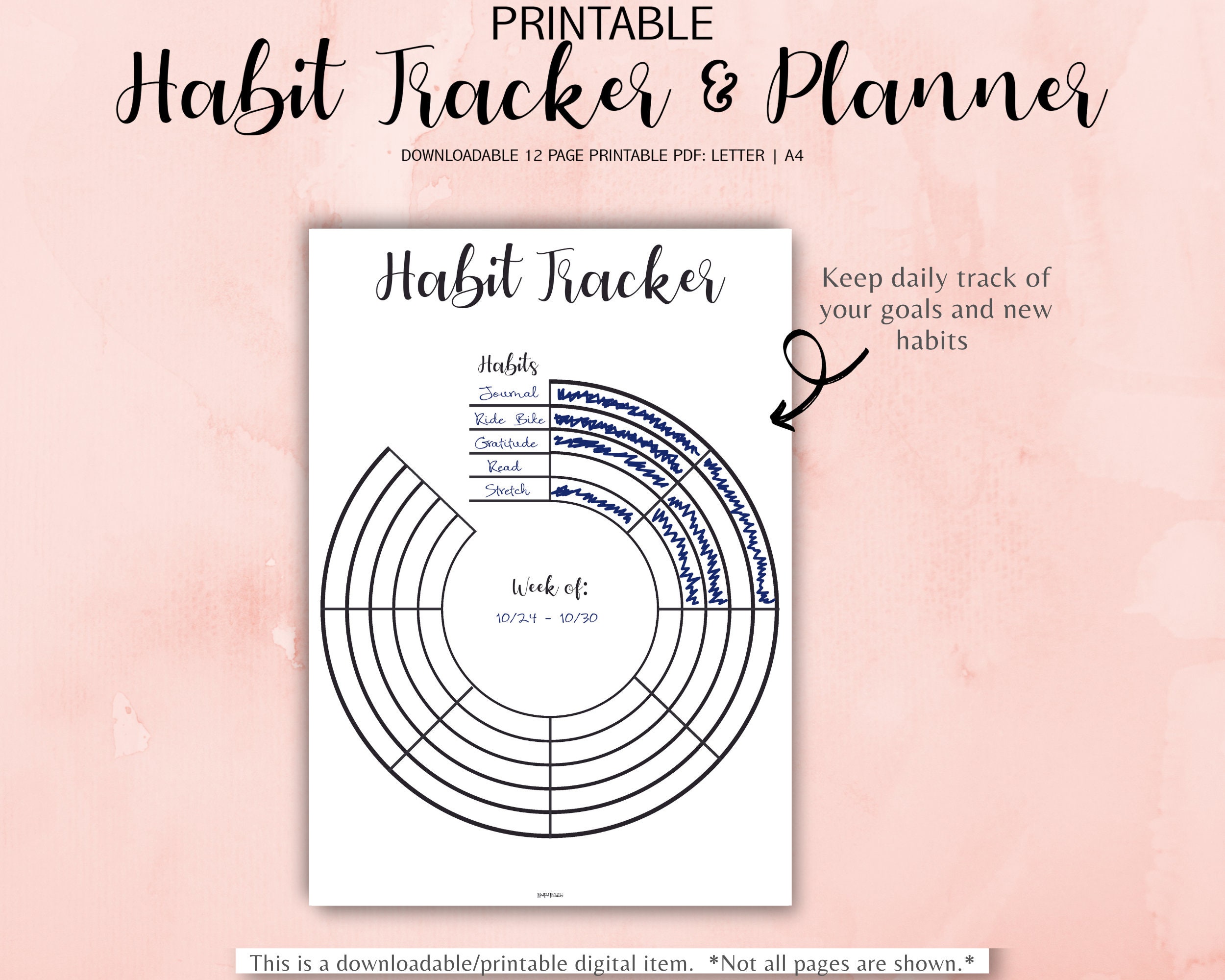 Habit Tracker Bundle Printable Tracker Habit Chart Daily, Weekly ...