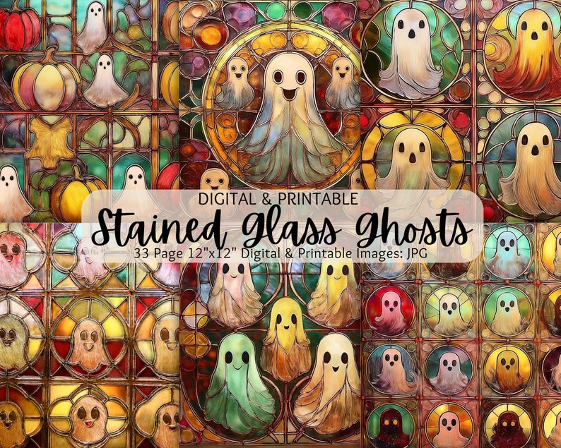 Ghost Stained Glass Images | Stained Glass Ghosts | Halloween Patterns ...