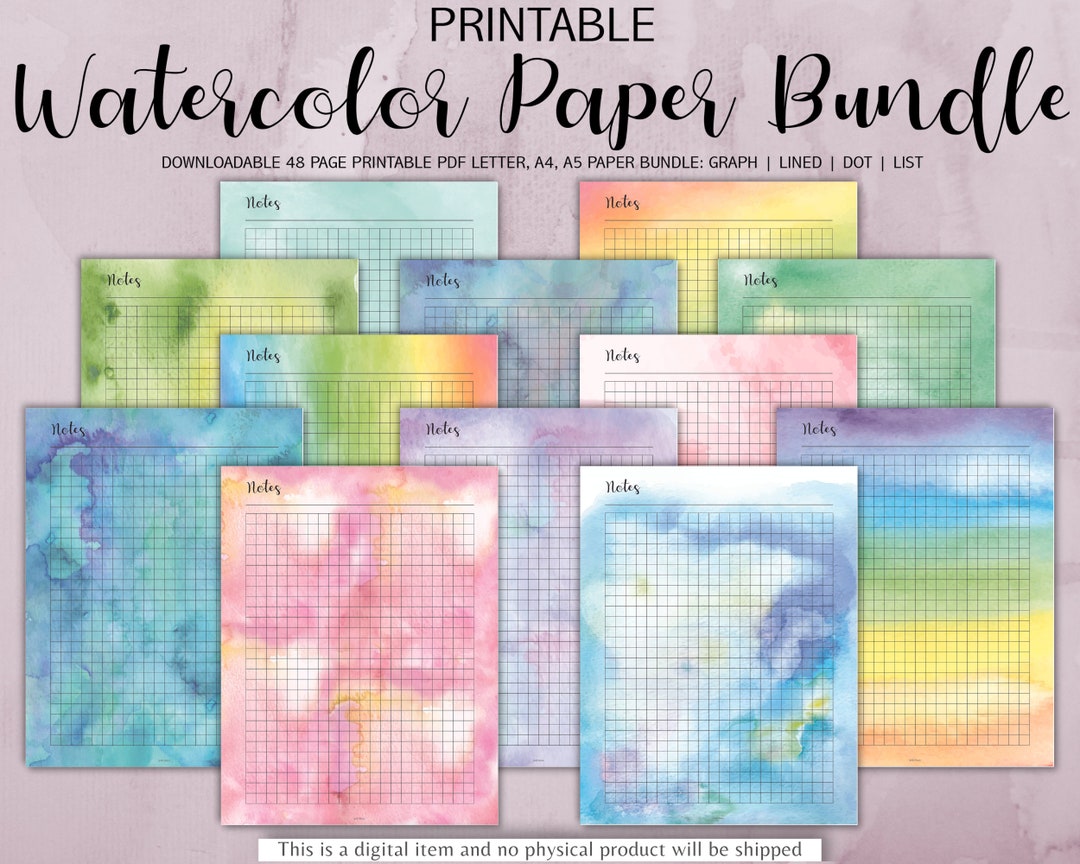 Watercolor Note Taking Journal Printable Paper Insert Bundle - Etsy