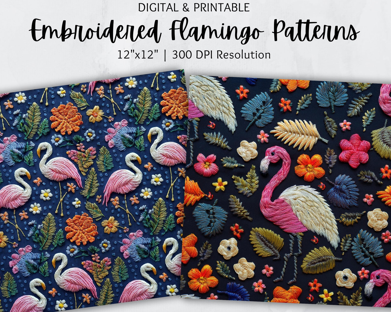 Flamingo Embroidery Images | Embroidery Flamingos | Embroidered ...