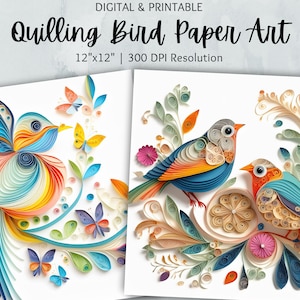 Quilling Birds Colorful Paper Art | Digital Downloads Paper Craft ...