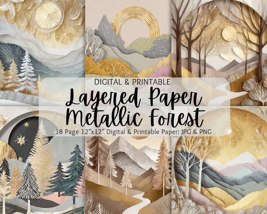 Layered Paper Metallic Forest | Digital Download | Commercial Use ...