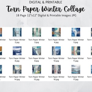 Abstract Torn Paper Winter Collage | Digital Paper | Commercial Use ...