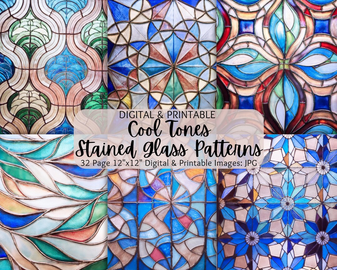 Stained Glass Images | Cool Tones | Stained Glass Seamless Patterns ...
