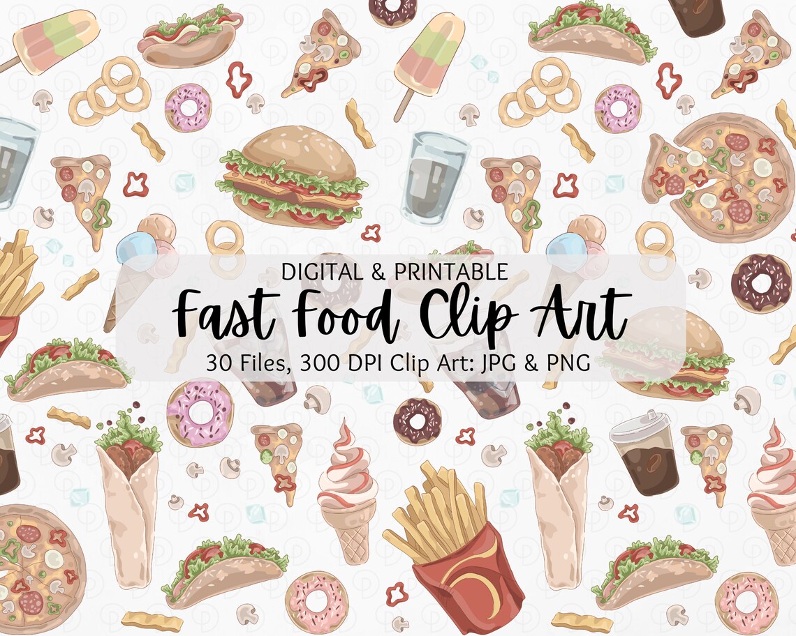Fast Food Clipart Junk Food Clipart Set Street Food Clipart Burger ...