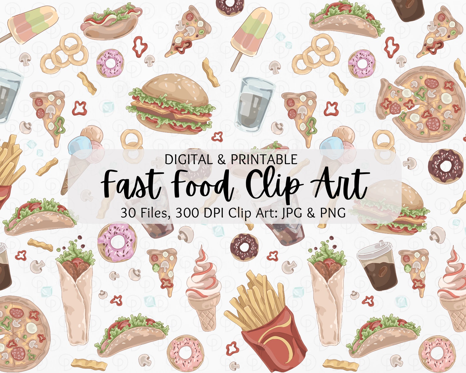 Fast Food Clipart | Junk Food Clipart Set | Street Food Clipart ...