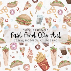 Fast Food Clipart | Junk Food Clipart Set | Street Food Clipart ...