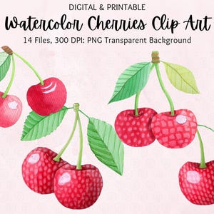 Watercolor Cherries Clipart | Cherry Clip Art | Cherries PNG ...