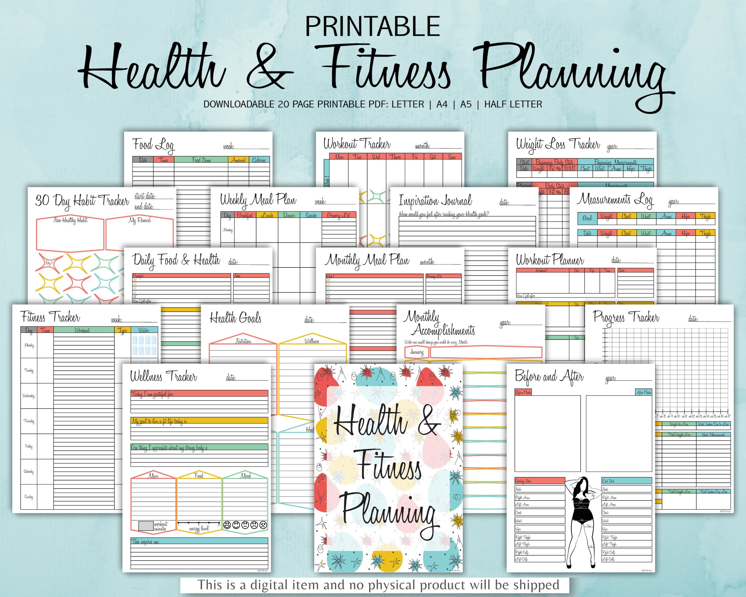 Self Care, Health, Fitness and Welness Journal Planner Insert Bundle ...