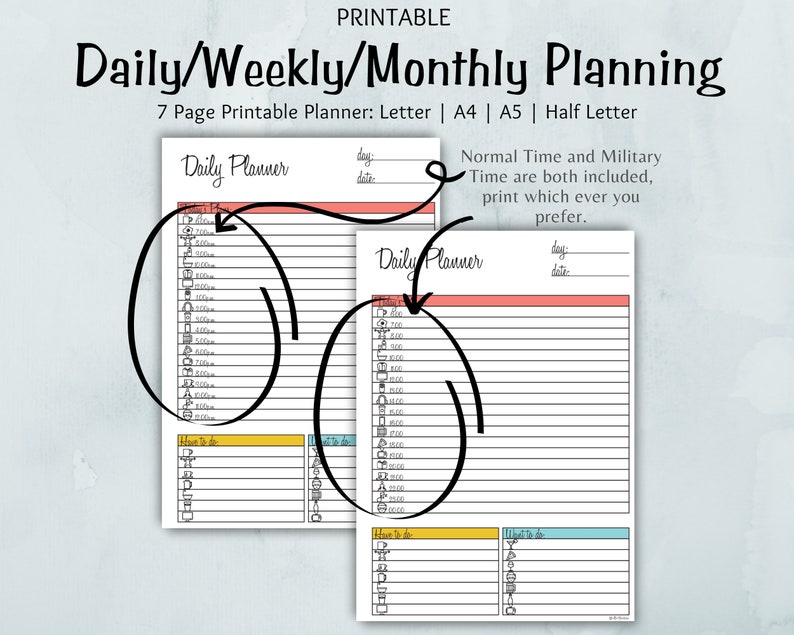 Daily, Weekly, Weekend, Monthly Planner Bundle Printable | A4, A5 ...