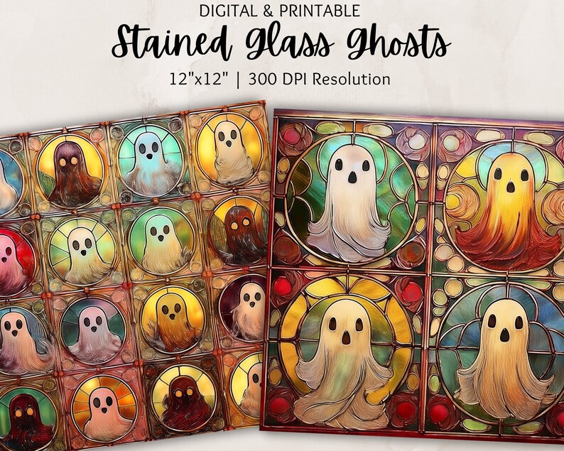 Ghost Stained Glass Images | Stained Glass Ghosts | Halloween Patterns ...