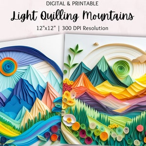Quilling Light & Colorful Mountains Paper Art | Digital Downloads Paper ...