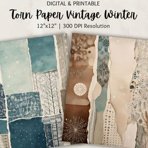 Torn Paper Vintage Winter Collage | Digital | Commercial Use | Abstract ...