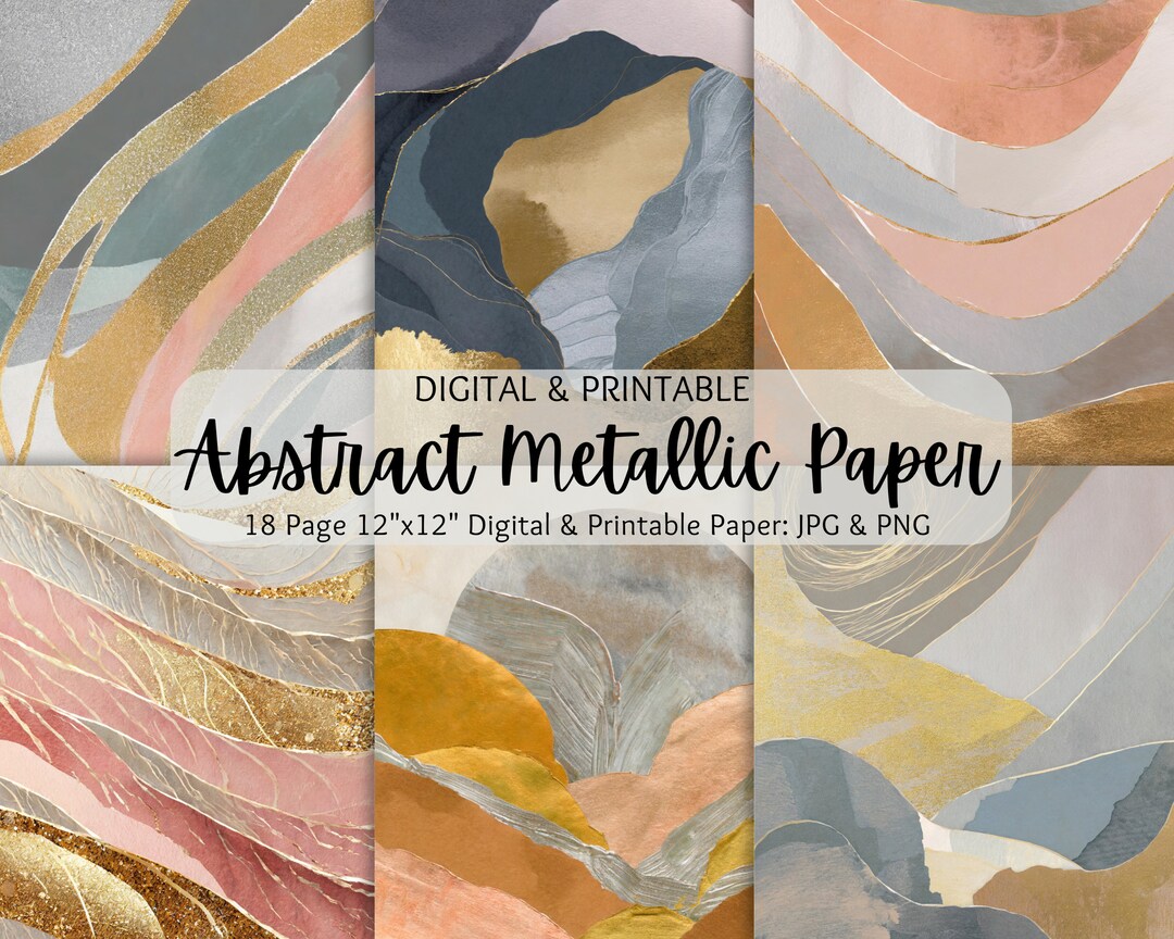 Abstract Metallic Paper | Gold Abstract Textured Paper | Digital Paper ...