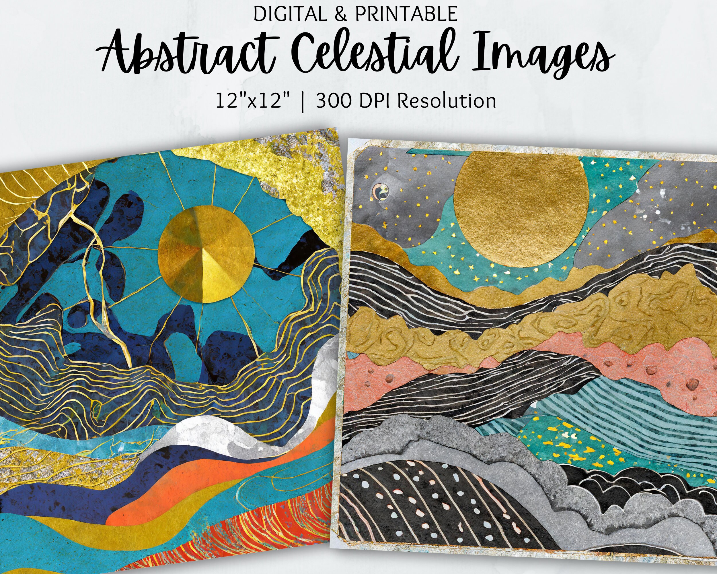 Abstract Metallic Celestial Paper Digital Paper Pack Commercial Use ...