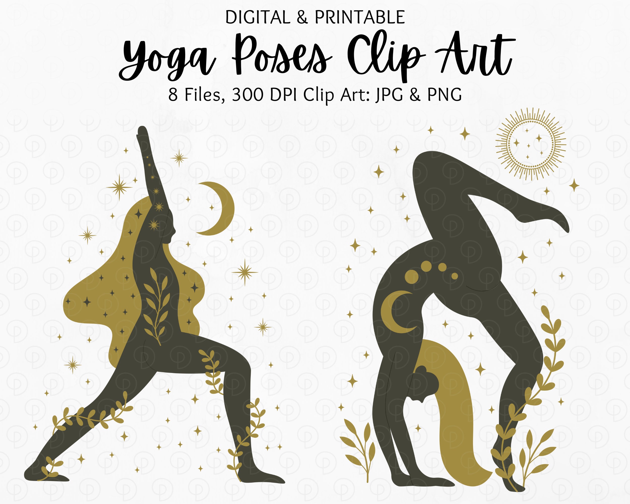 Yoga Clipart | Yoga Poses PNG | Floral Yoga Clipart Bundle ...