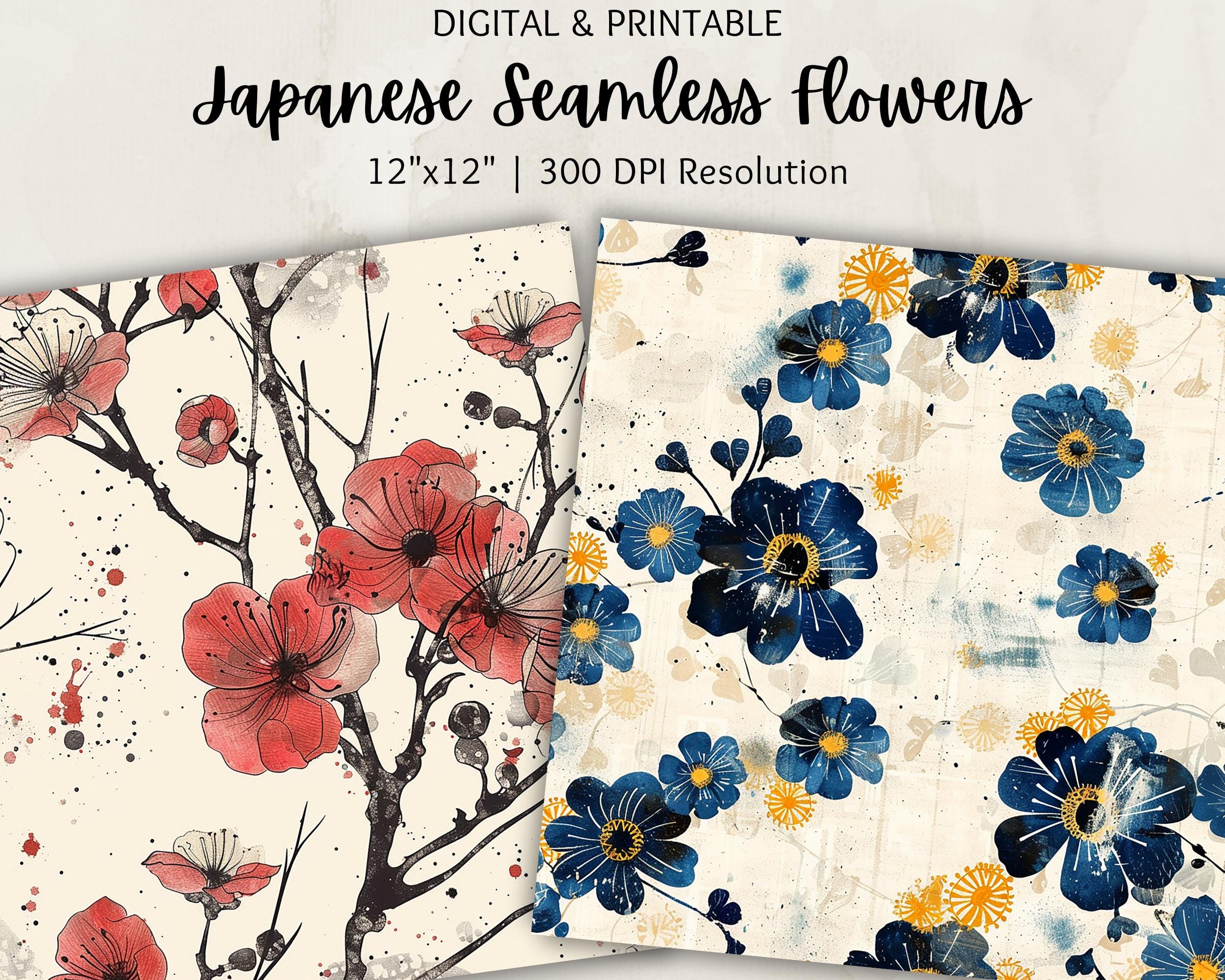 Japanese Seamless Floral Art | Seamless Patterns | Japanese Flower ...