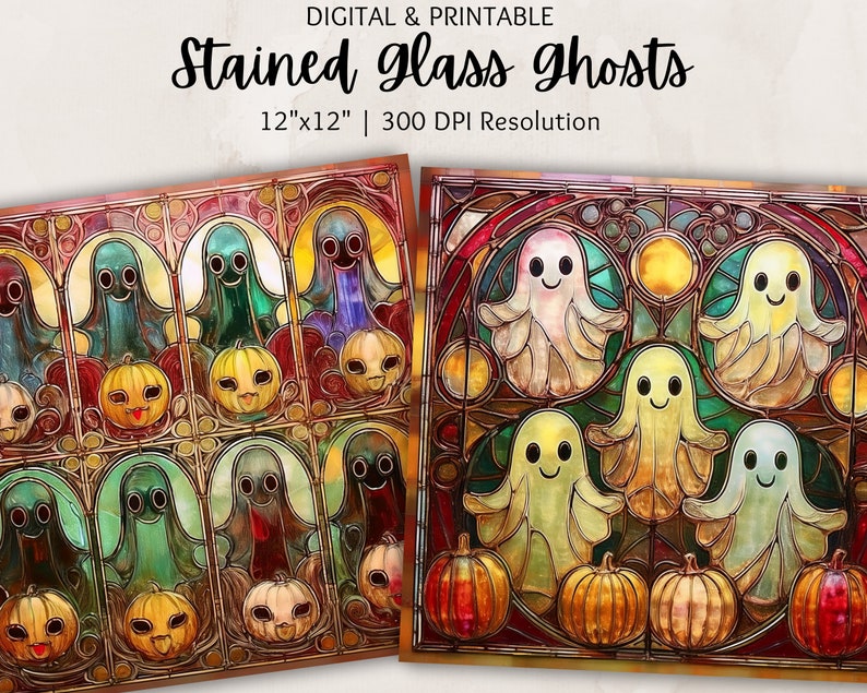 Ghost Stained Glass Images | Stained Glass Ghosts | Halloween Patterns ...