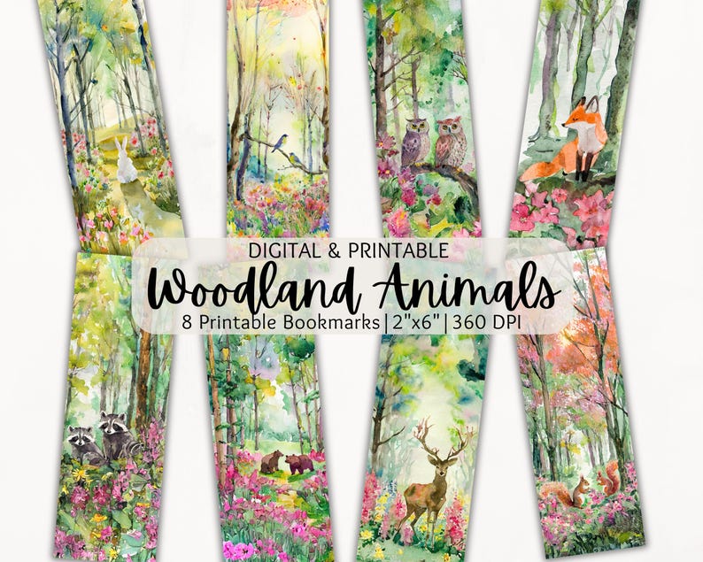 Watercolor Woodland Animals Printable Bookmarks | Whimsical Forest ...