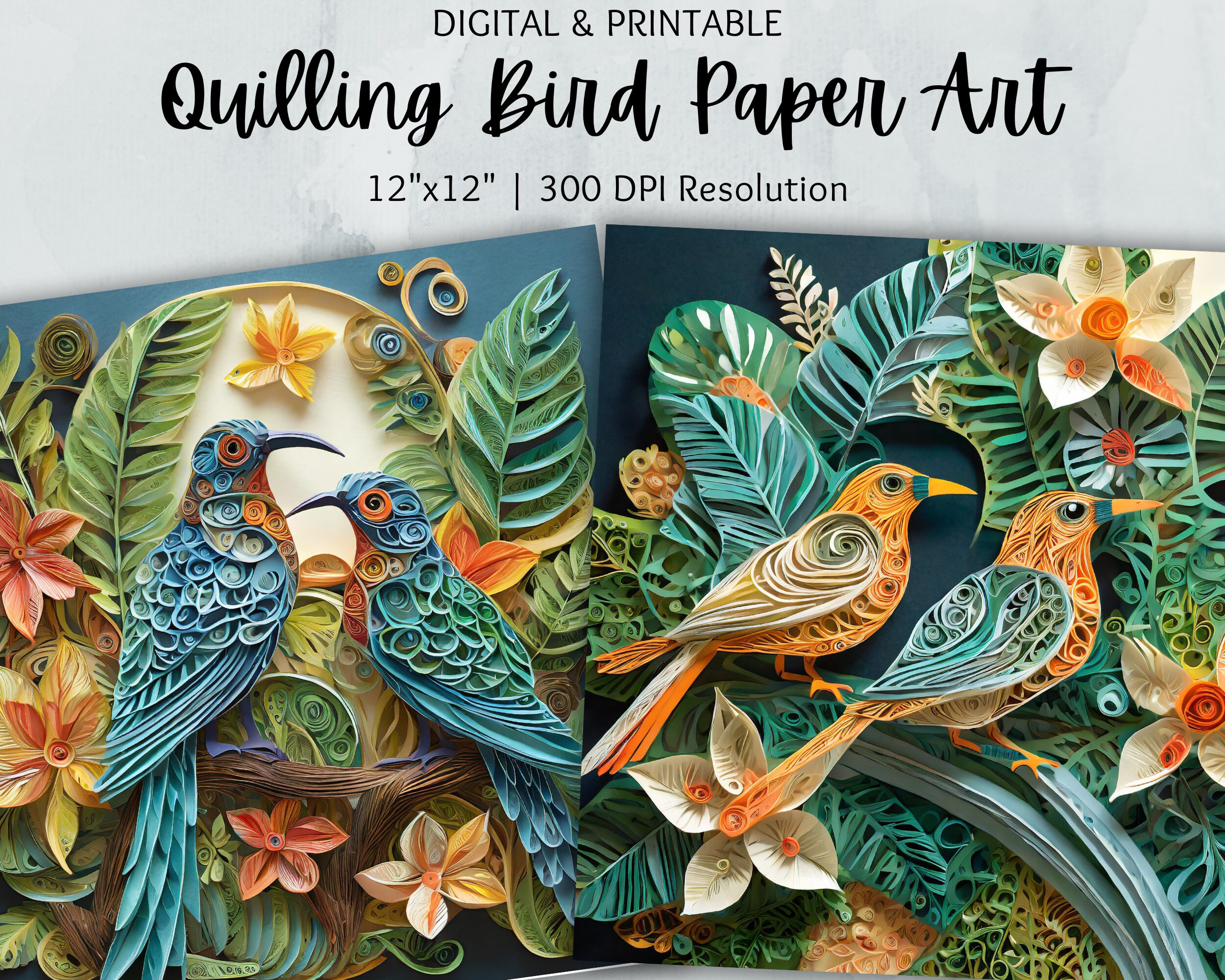 Quilling Birds Paper Art | Digital Downloads | Paper Craft | Commercial ...