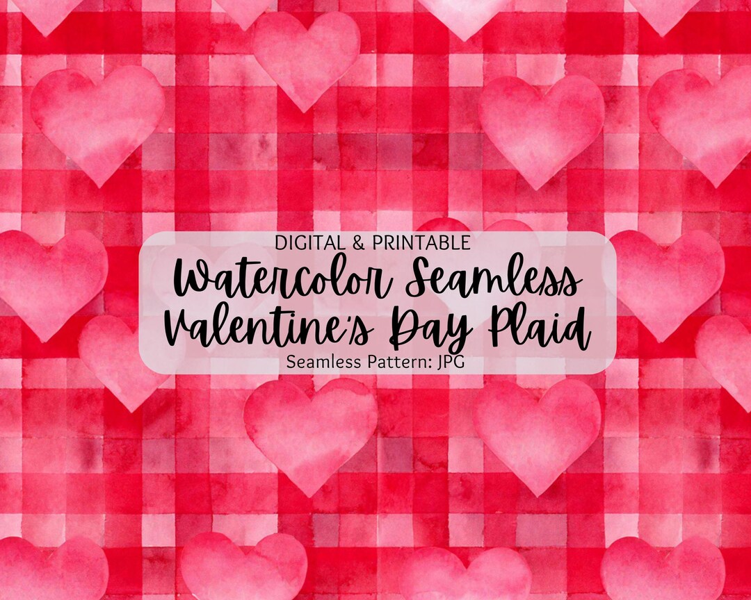 Watercolor Valentines Day Plaid Seamless Pattern | V-day Plaid Pattern ...