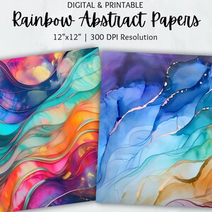Rainbow Abstract Metallic Patterns | Colorful Abstract Paper | Digital ...