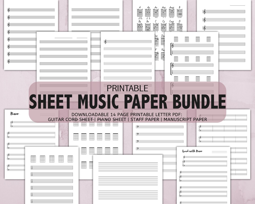Blank Sheet Music Printable Bundle | Staff Paper | Piano Sheet Music ...