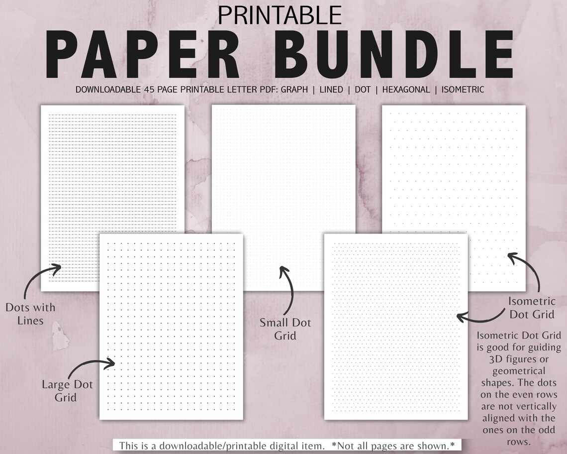 Dot Grid Lined Graph Handwriting Hexagon Isometric - Etsy