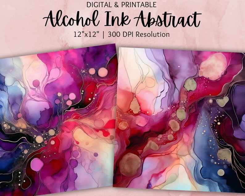 Alcohol Ink Abstract Watercolor | Digital Paper | Commercial Use ...