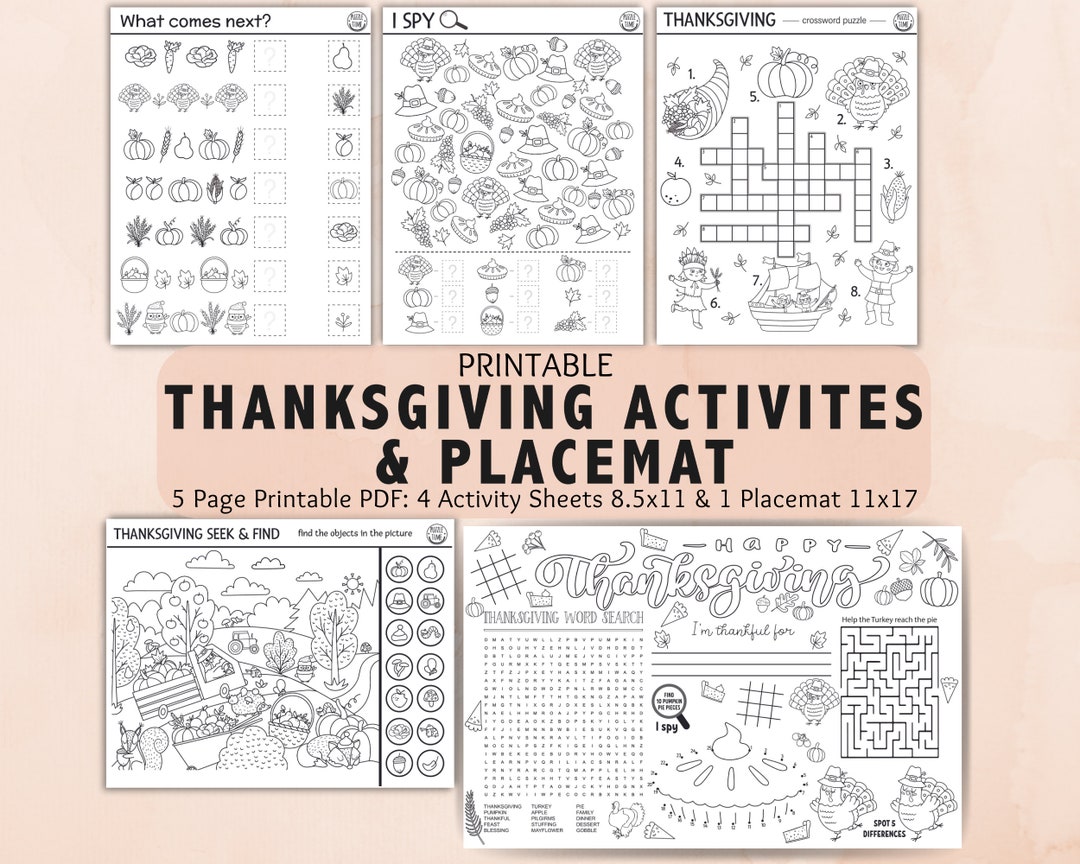 Thanksgiving Activity Placemat | Thanksgiving Activities for Kids ...