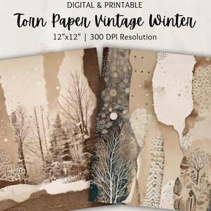 Torn Paper Vintage Winter Collage | Digital | Commercial Use | Abstract ...