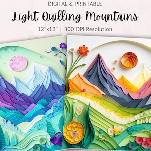 Quilling Light & Colorful Mountains Paper Art | Digital Downloads Paper ...