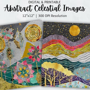 Abstract Metallic Celestial Paper | Digital Paper Pack | Commercial Use ...