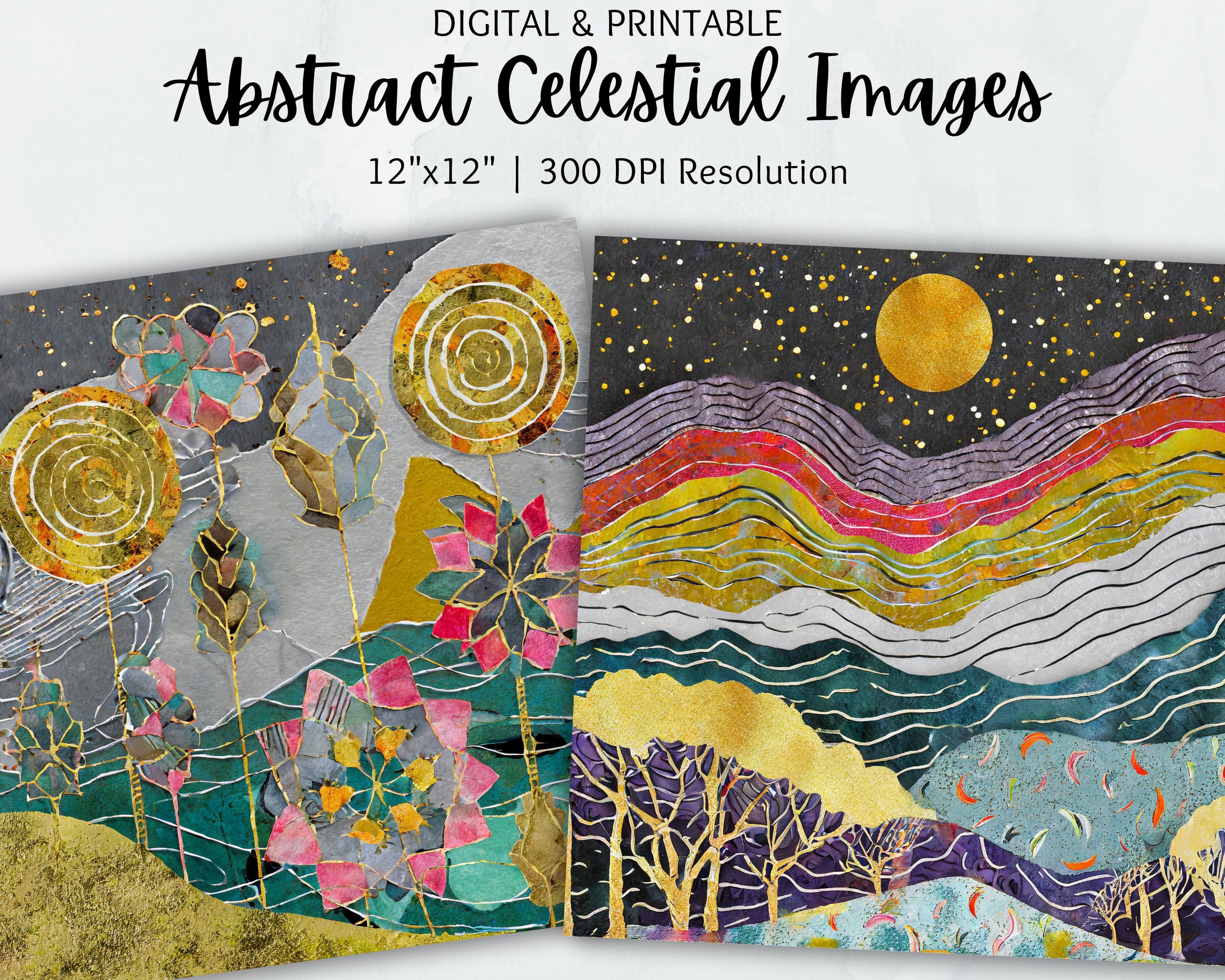 Abstract Metallic Celestial Paper Digital Paper Pack Commercial Use ...