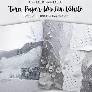 Abstract Torn Paper Winter Collage | Digital Paper | Commercial Use ...