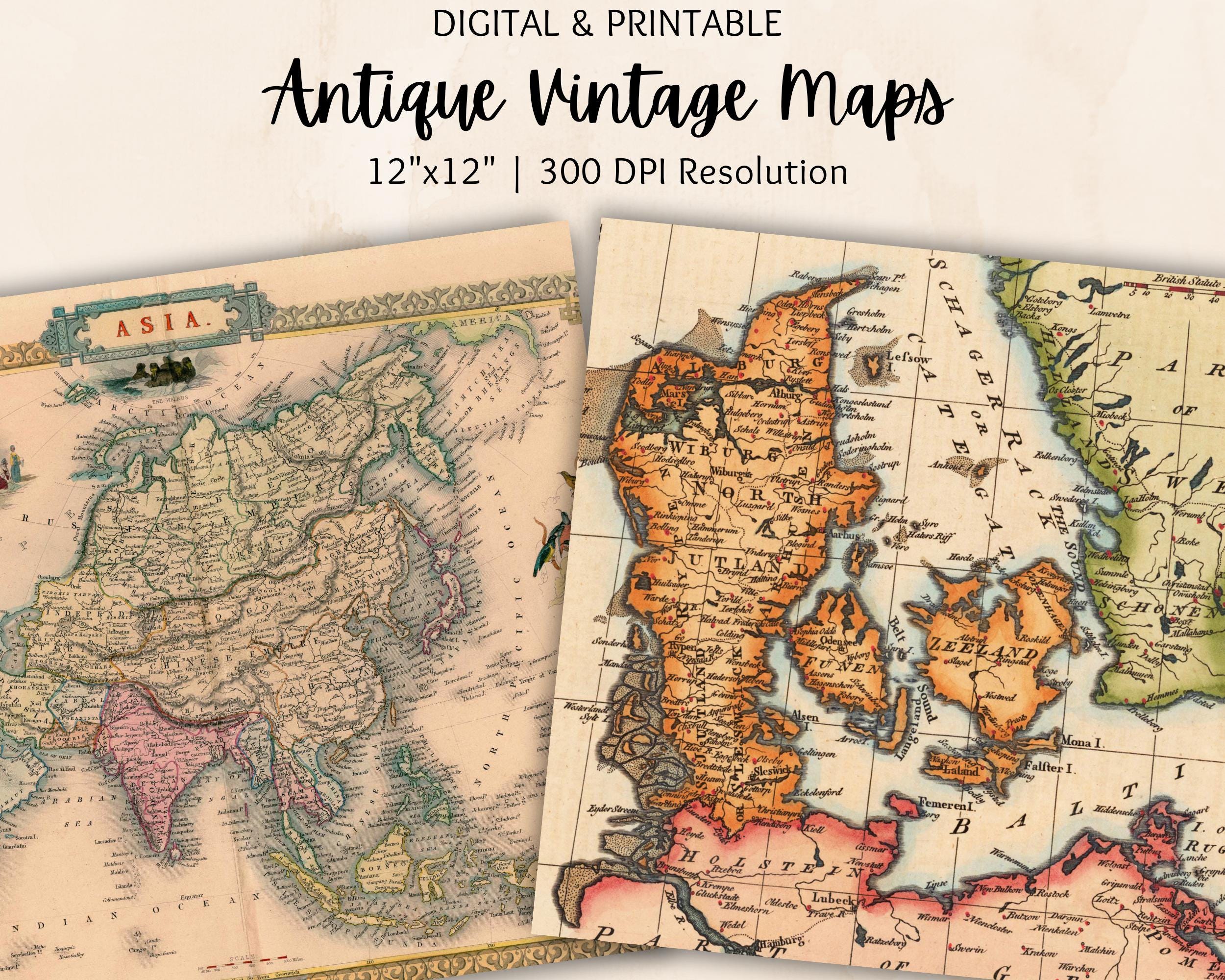 Vintage World Maps | Old Maps | Antique Maps | Aged Oxidized Paper ...