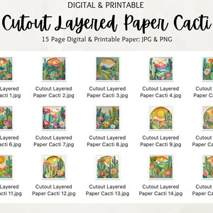Cacti Cutout Layered Paper | Digital Paper Pack | Cactus Backgrounds ...