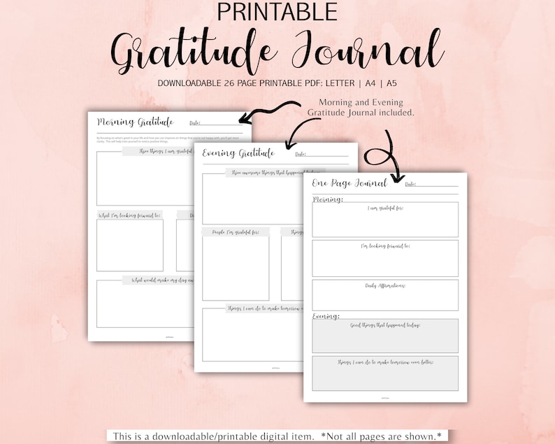 Gratitude Printable Journal Affirmation Journal Wellness - Etsy