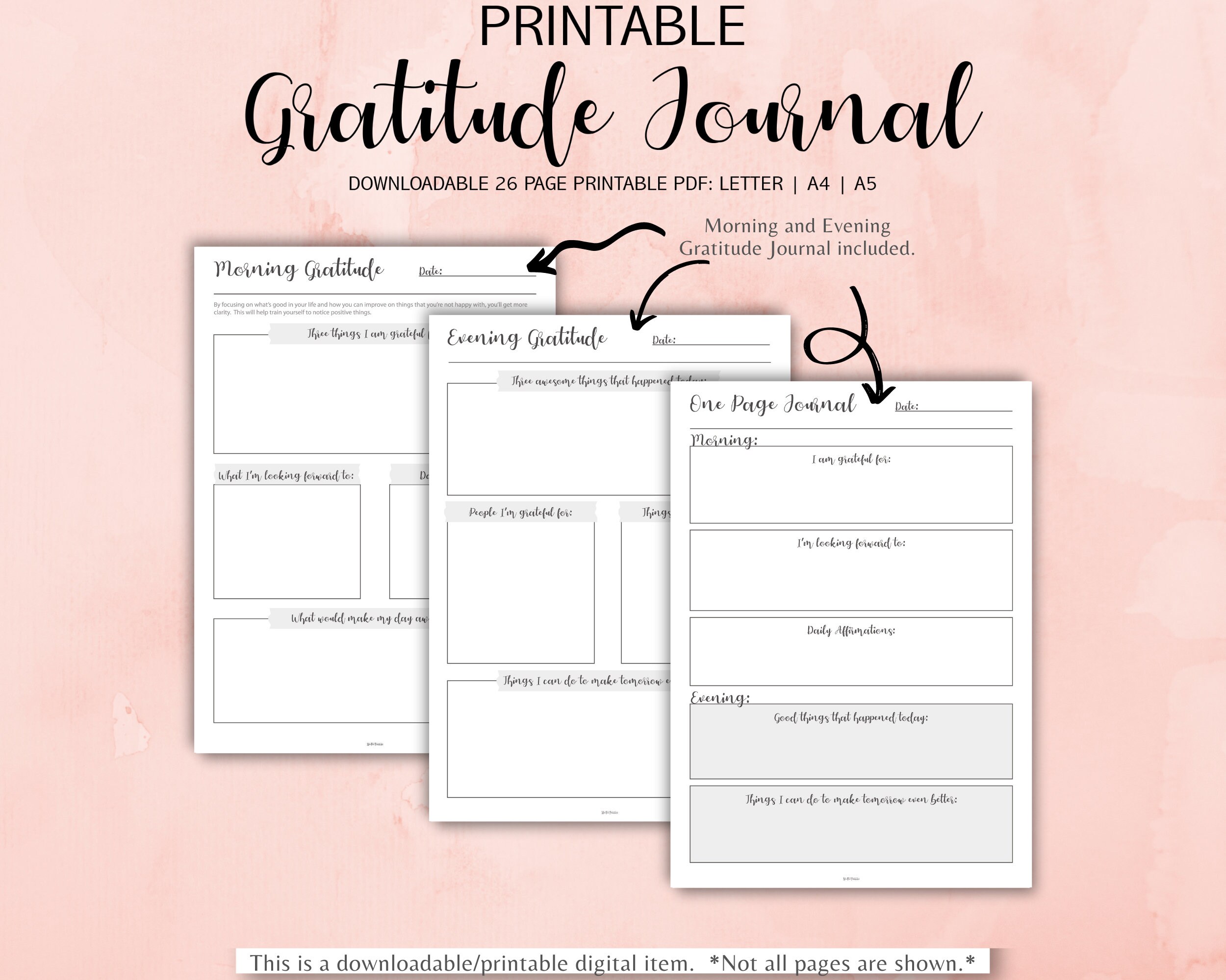 Gratitude Printable Journal Affirmation Journal Wellness - Etsy
