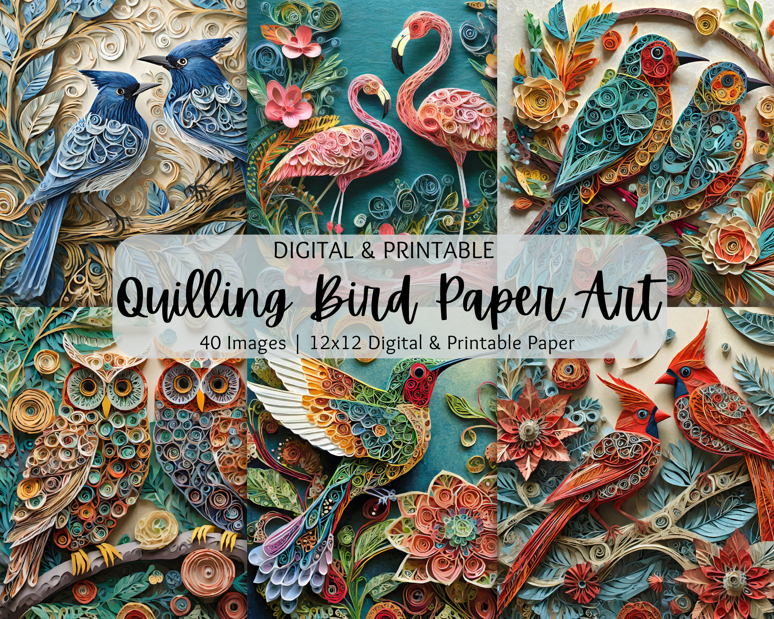 Quilling Birds Paper Art | Digital Downloads | Paper Craft | Commercial ...