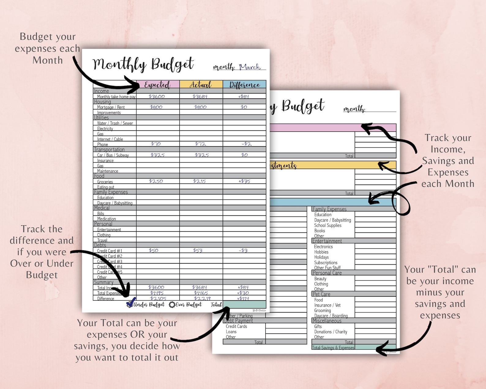 Financial Planner and Savings Tracker Bundle Printable | Budget, Debt ...